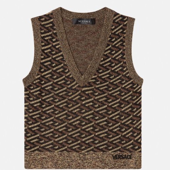 Versace | Tops | Versace La Greca Metallic Jacquard Vest | Poshmark